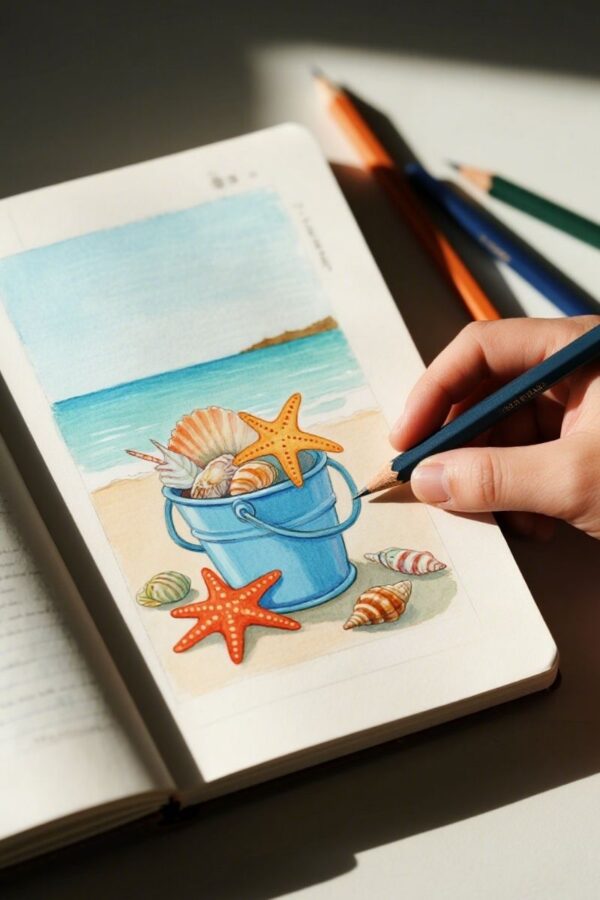23 Beach Drawing Ideas That Bring Sun, Sand, and Sea to Your Sketchbook ...